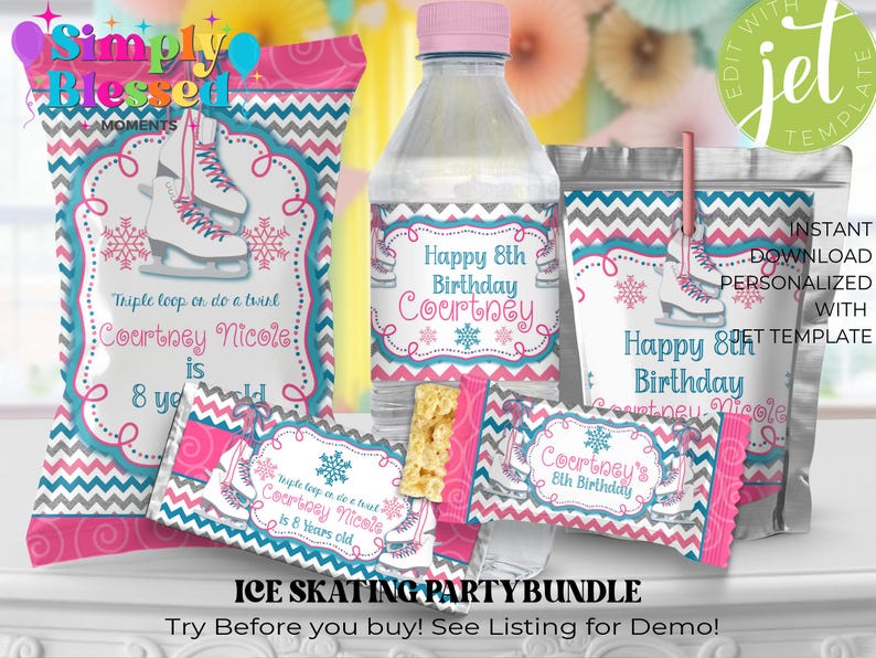 Ice Skating Birthday Party Printables Bundle (digital Download) - Etsy