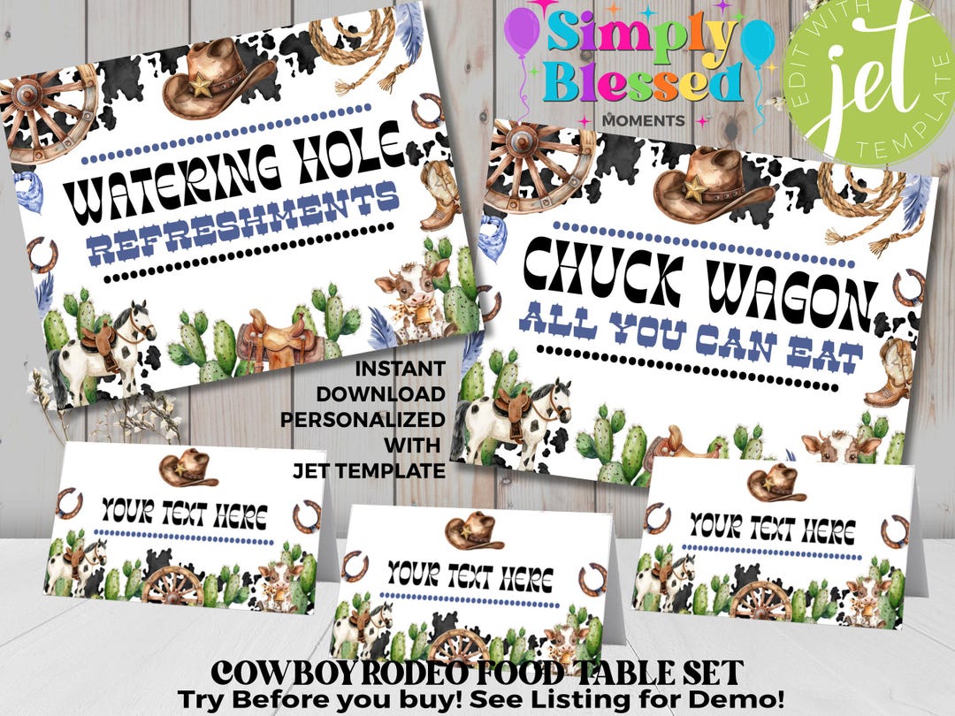 Cowboy Rodeo Food Dessert Table Tents With Bonus Signs Printable ...