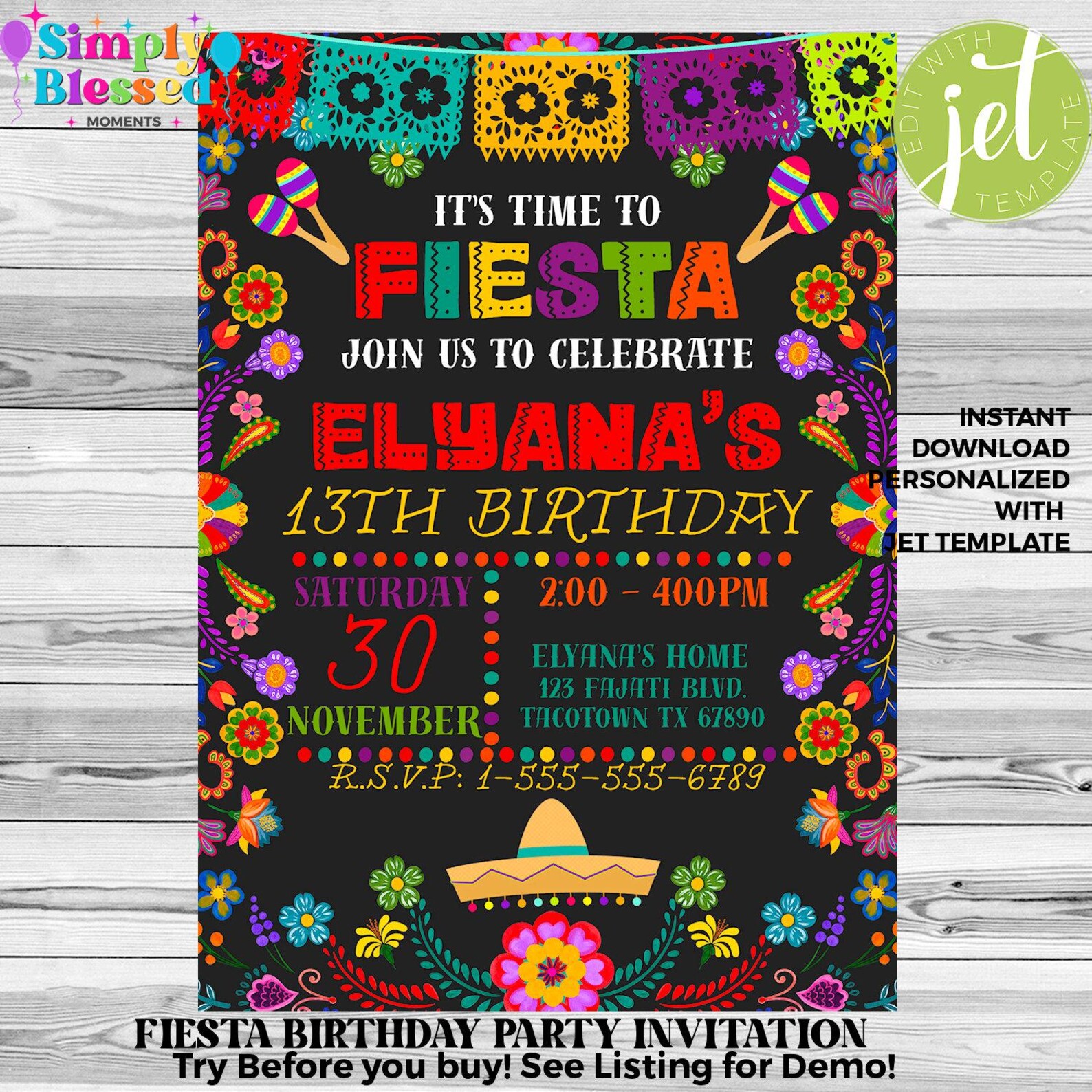 Fiesta Birthday Party Invitation Cinco De Mayo Mexican Invite Printable ...