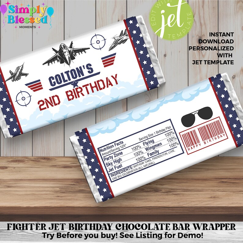 Fighter Jet Birthday Party Bundle: Editable Printable (instant Download ...