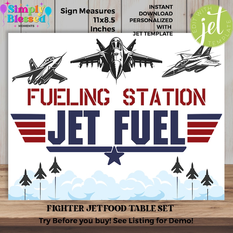 Fighter Jet Birthday Party Food Dessert Table Set Party Signs and ...