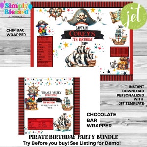 Pirate Birthday Party Bundle: Editable Chip Bag, Juice Pouch (digital ...
