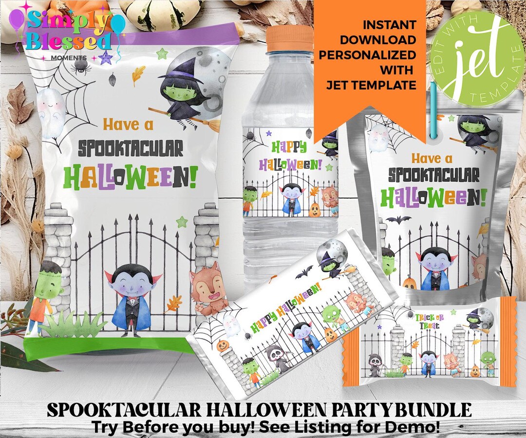 Halloween Party Bundle: Chip Bag, Chocolate Wrap, Juice Pouch (digital ...