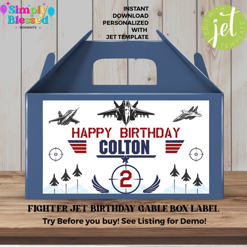 Fighter Jet Birthday Party Bundle: Editable Printable (instant Download ...