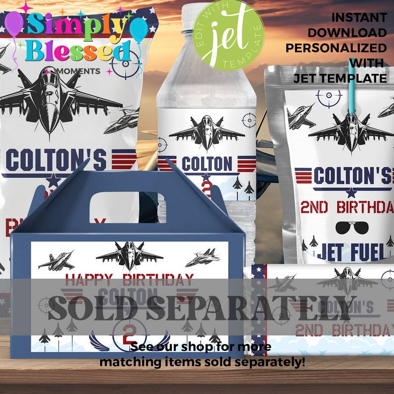 Fighter Jet Birthday Party Food Dessert Table Set Party Signs and ...