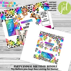 Zoo Party Animals Birthday Bundle Printable Editable Chip Bag Wrapper ...