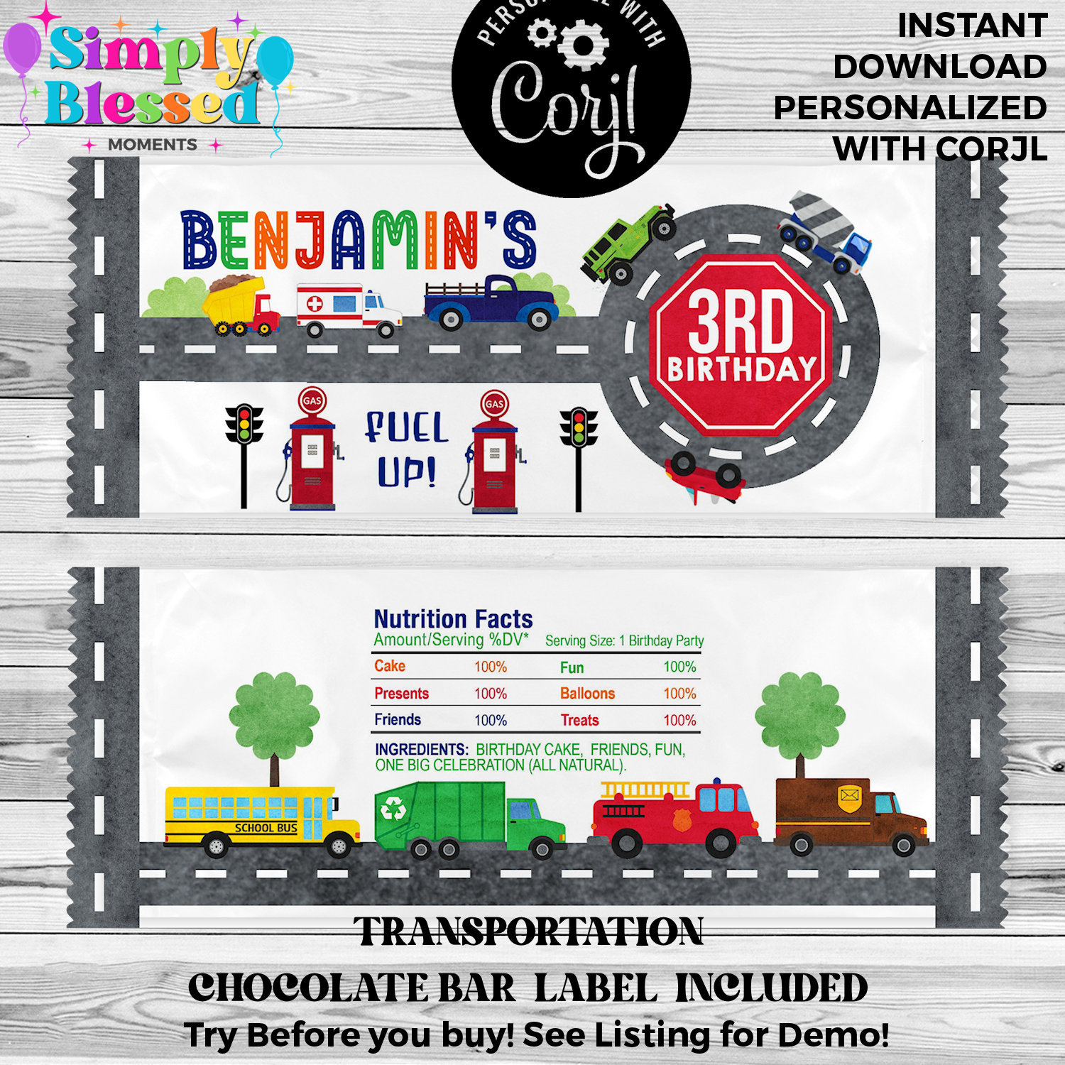 Transportation Birthday Party Printable Bundle, Chip Bag, Juice Pouch ...
