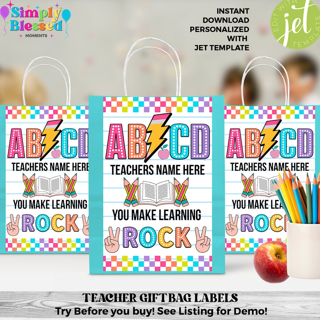 Teacher Appreciation Gift Bag Label Teacher Gift Back to School Schools ...