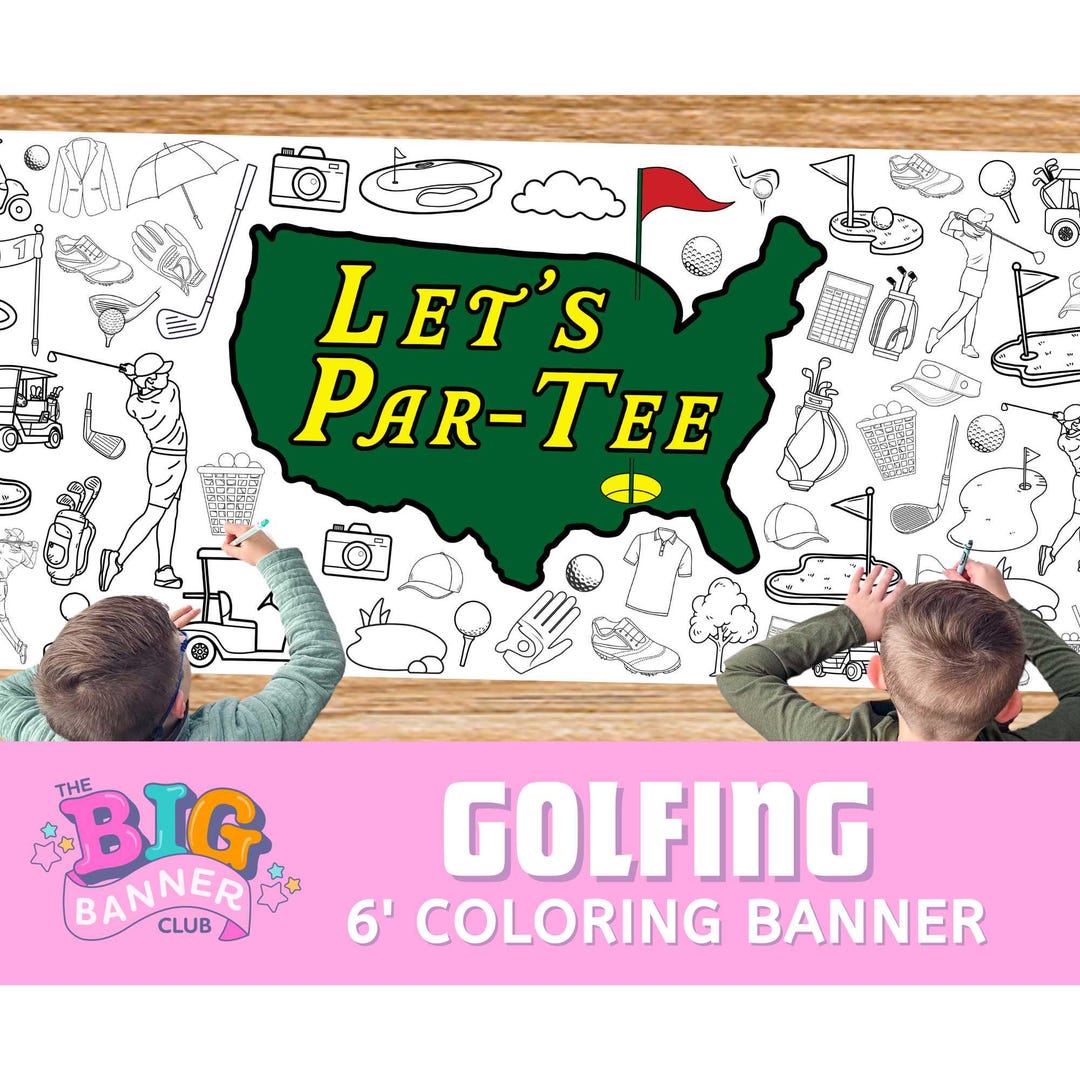 CUSTOM Golf Coloring Banner | Masters of the Party Decor | Golfing ...