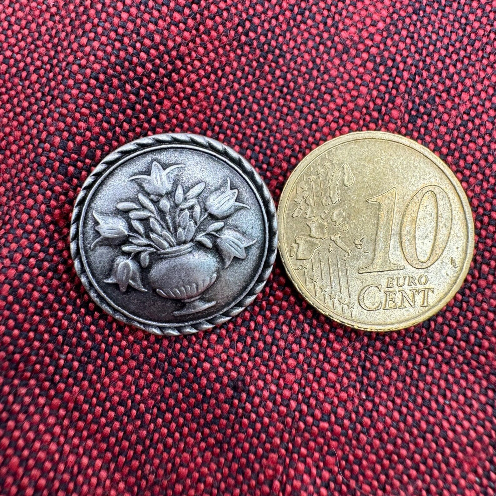 Traditional Costume Buttons, 2cm, Metal, Antique Silver, Flower Vase ...