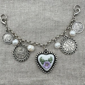 Charivari Ladies, Dirndl Necklace 14cm, Heart, Flower, Coins, Pearls ...