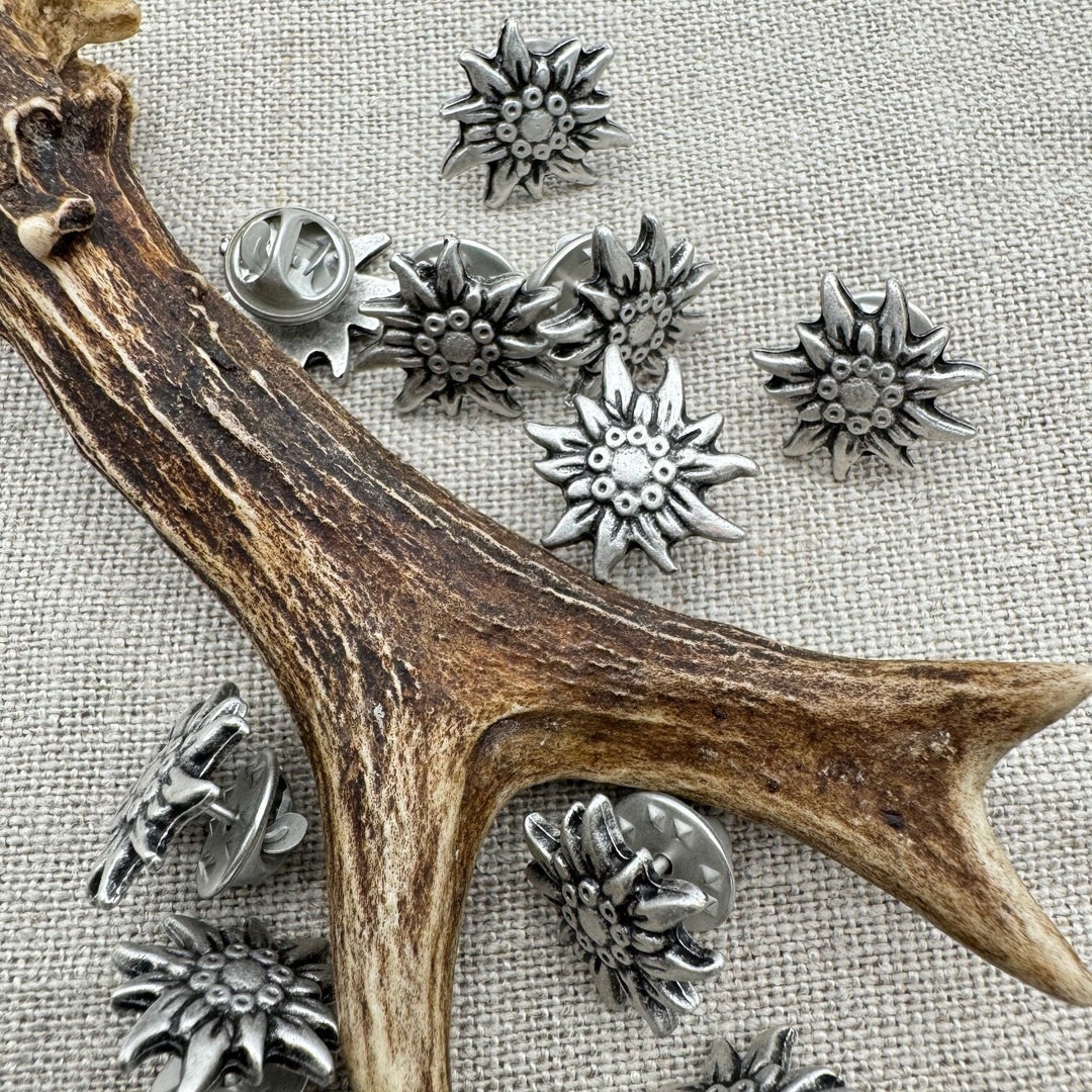 Edelweiss Pins 3 Pieces Old Silver 15mm Dirndl Costume - Etsy