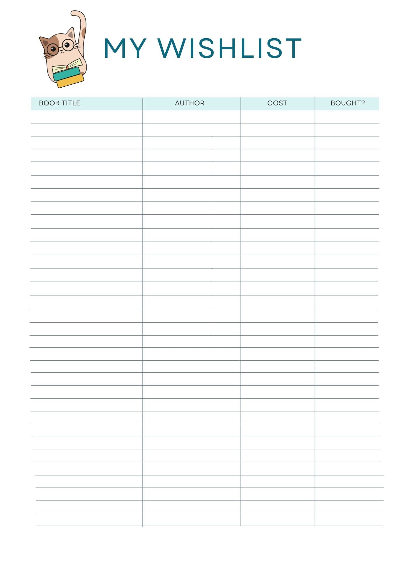 Book Wishlist Planner: Printable Edition - Etsy