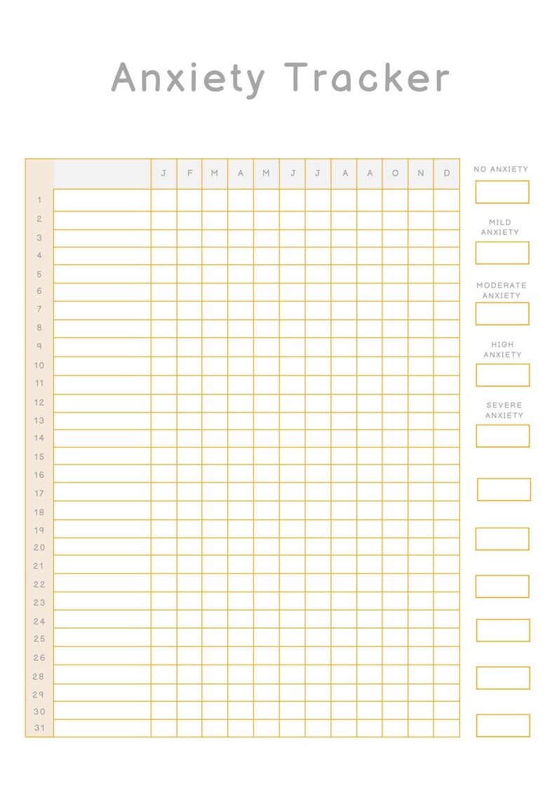 Monthly Anxiety Tracker: Printable Journal for Mindful Anxiety ...