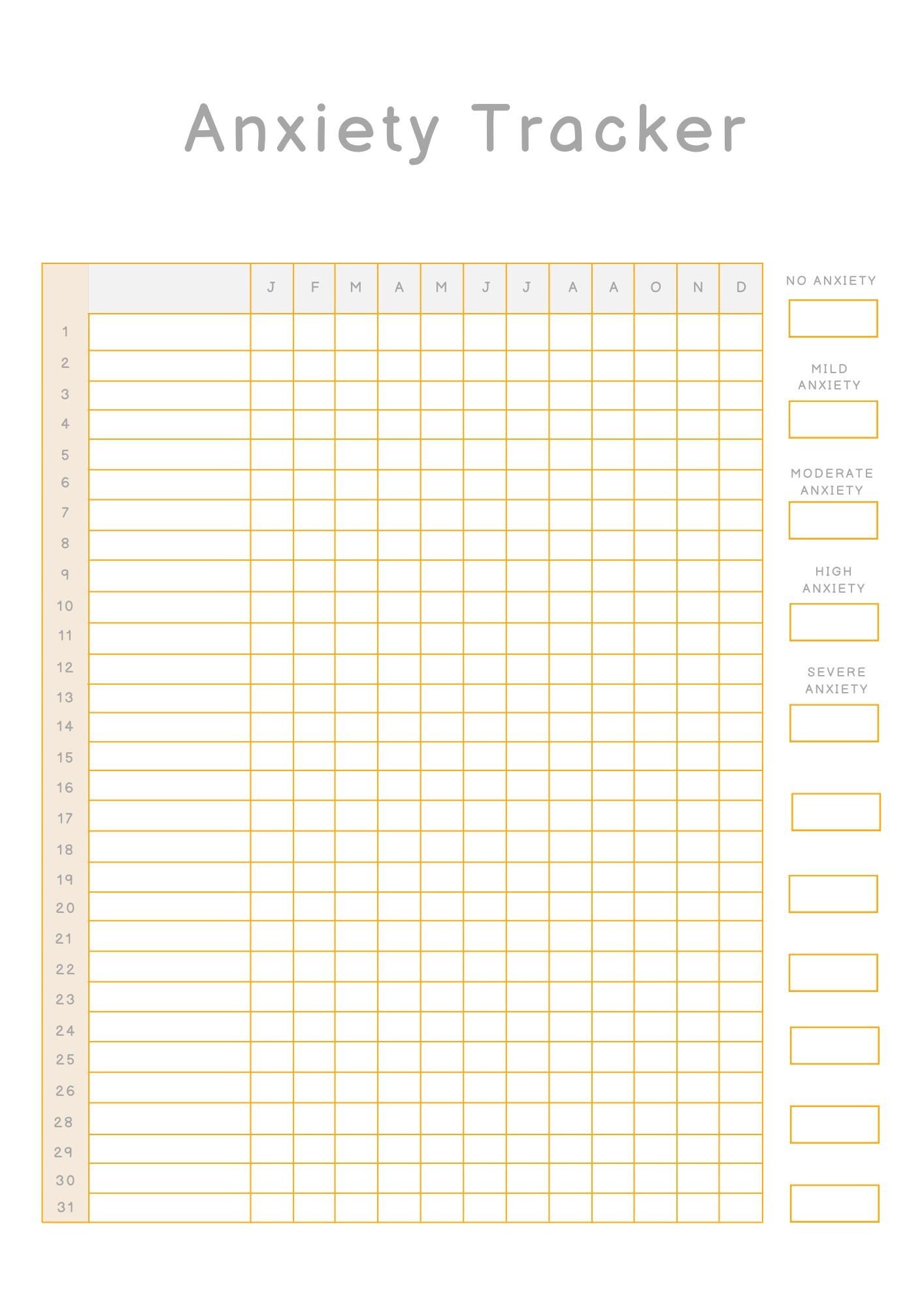 Monthly Anxiety Tracker: Printable Journal for Mindful Anxiety ...