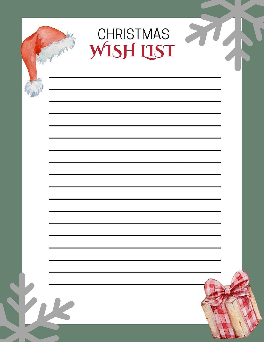 Printable Christmas Wish List Holiday Wish List for Kids & Adults ...