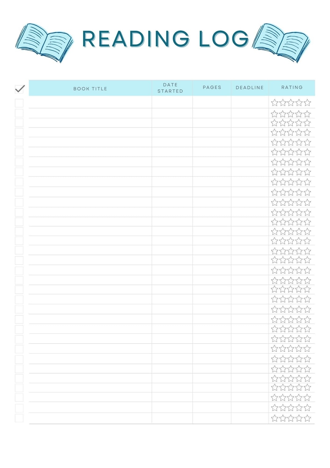 Stellar Reads Reading Log: Printable With Rating Stars - Etsy