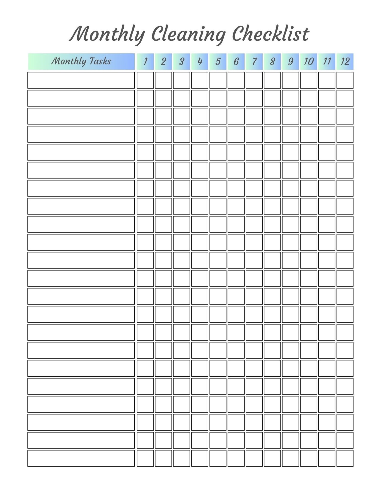 Monthly Clean Sweep: Cleaning Checklist Printable - Etsy