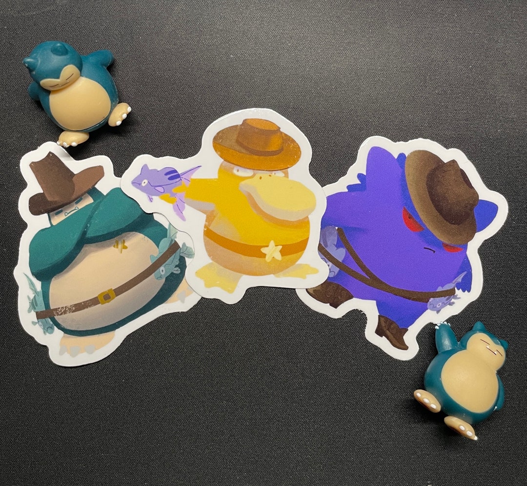 Cowboy Pokemon Stickers snorlax, Psyduck, Gengar, Squirtle, Wooper - Etsy