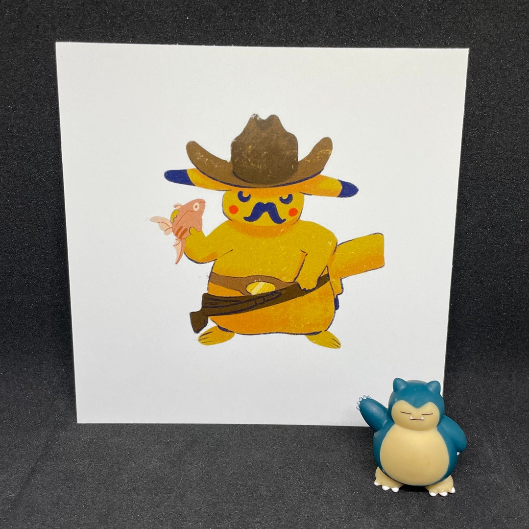 Cowboy Pikachu Art Print 5x5 - Etsy