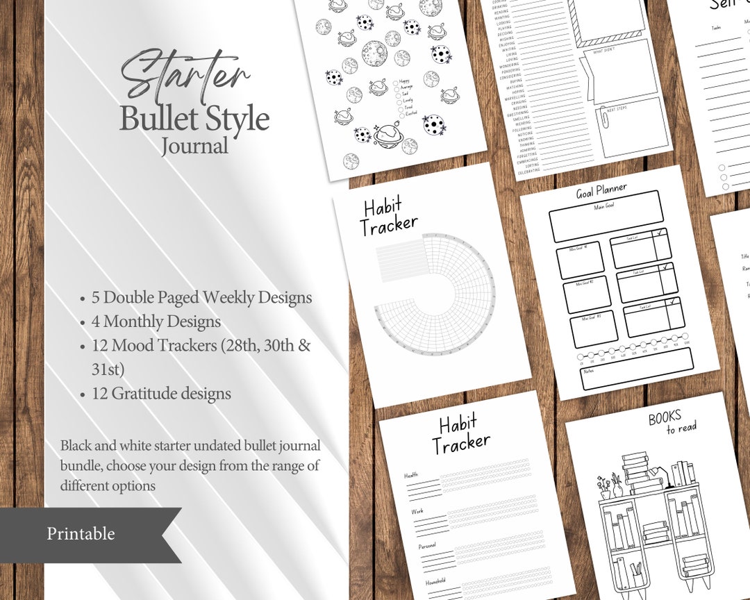 Printable Bullet Style Journal Bundle Pre-made Bullet Journal Templates ...