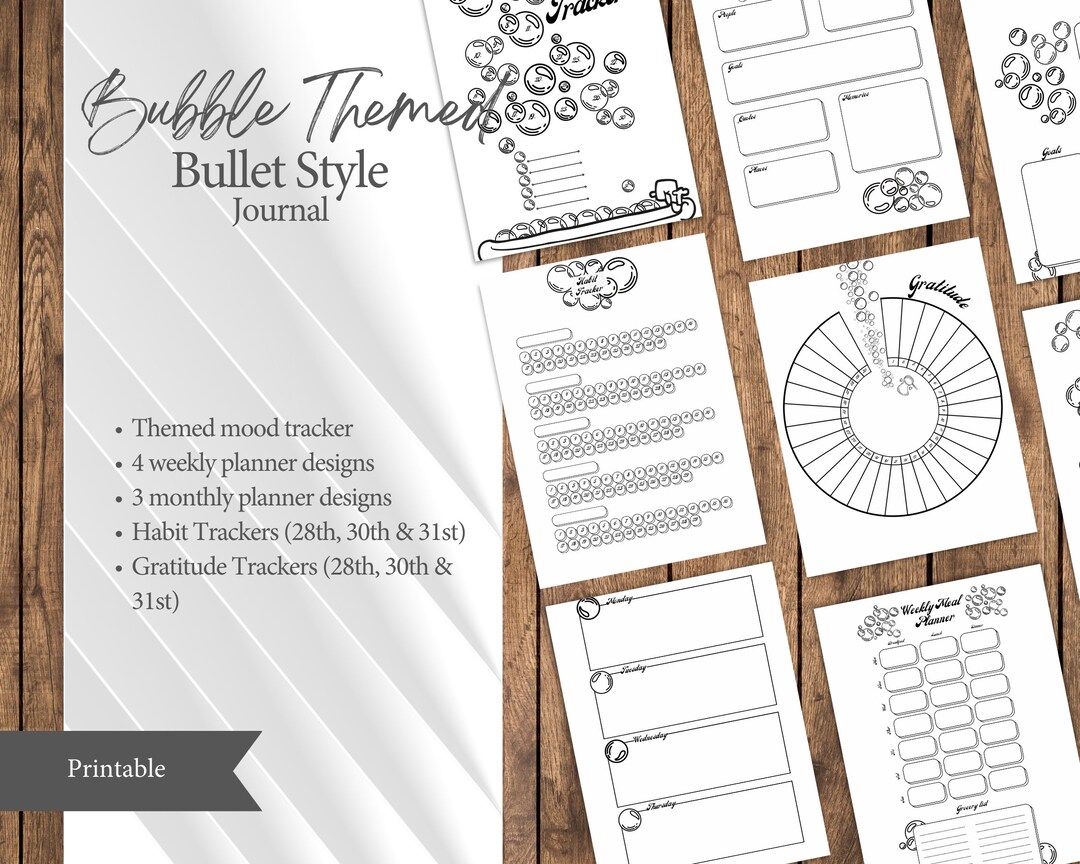 Printable Bullet Style Journal Planner Bubble Theme Themed Bullet Style ...