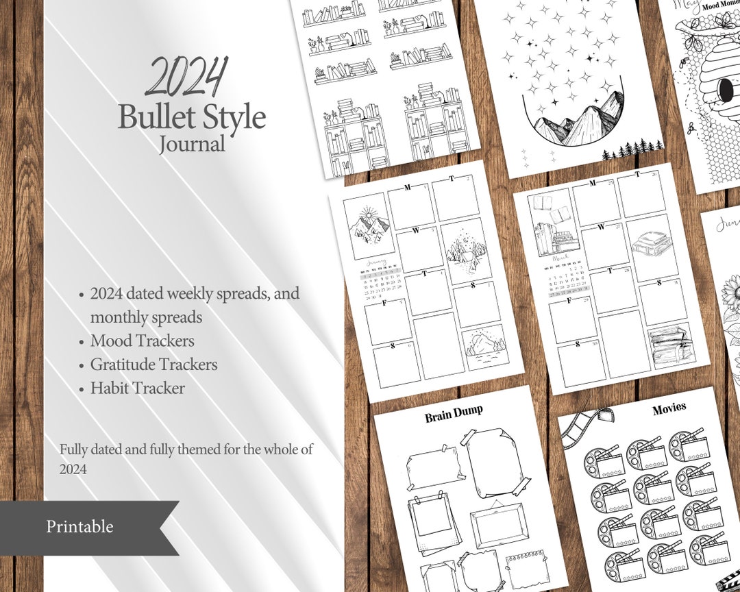 2024 Bullet Style Journal Printable Pre-made Bullet Style Journal ...