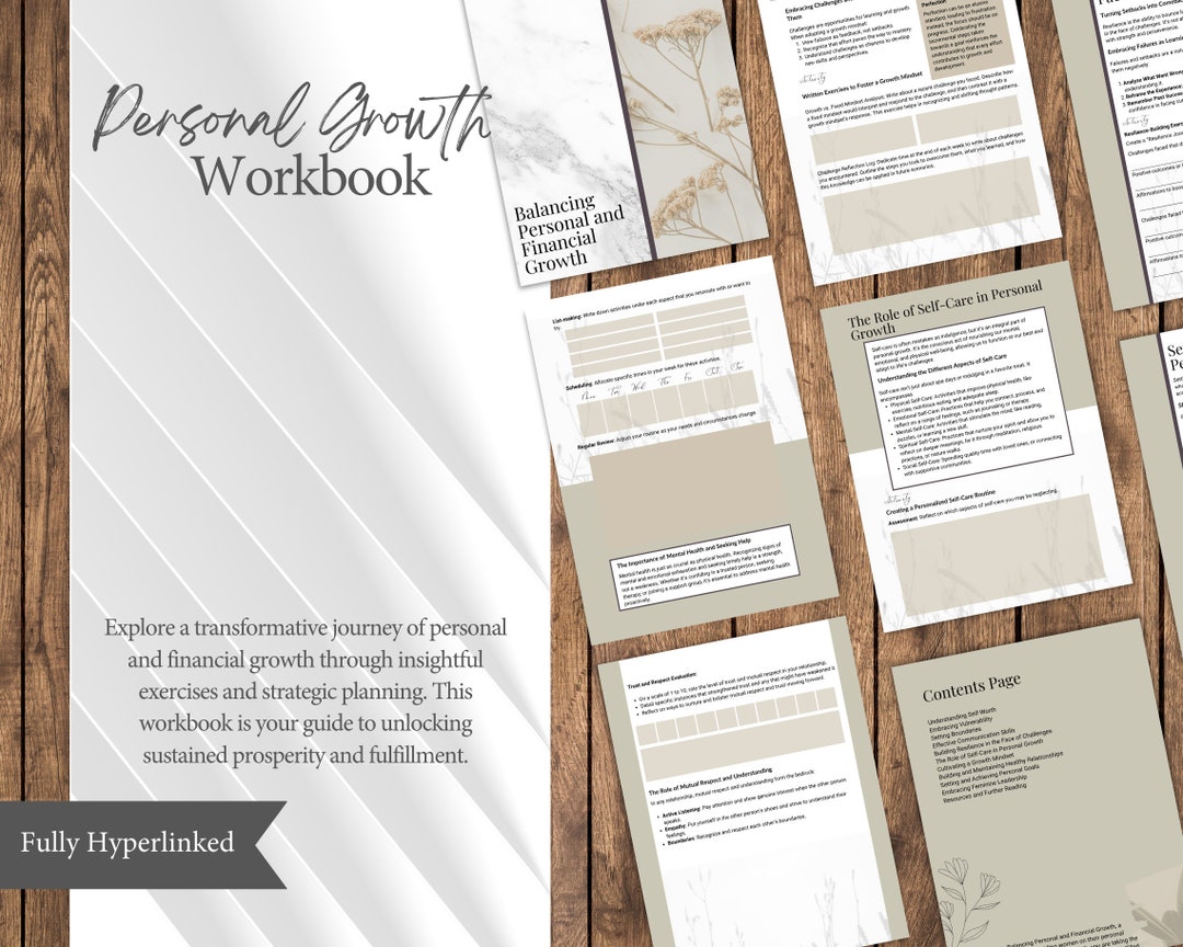 Personal Growth Workbook, Mental Health Planner, Personal Growth ...