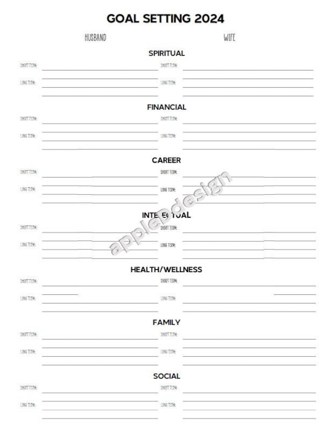 2024 Goal Setting One Page PDF - Etsy