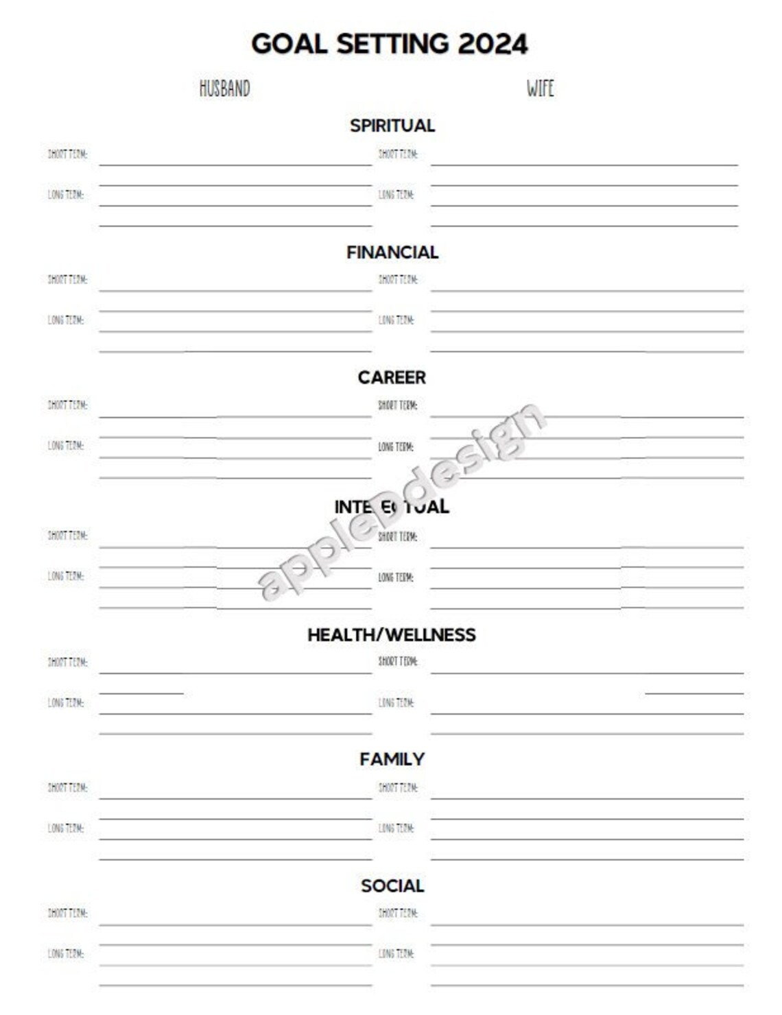 2024 Goal Setting One Page PDF - Etsy