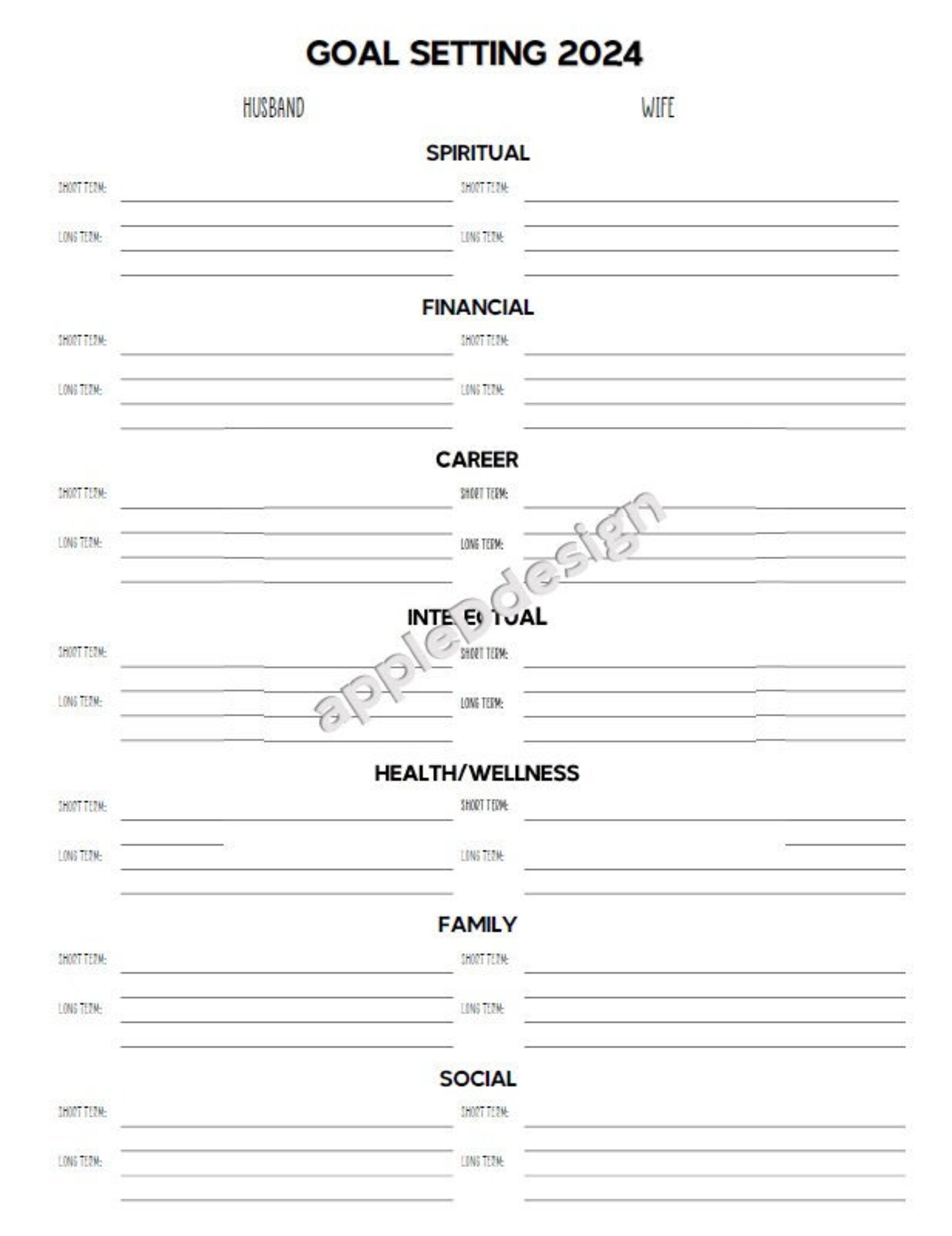 2024 Goal Setting One Page PDF - Etsy