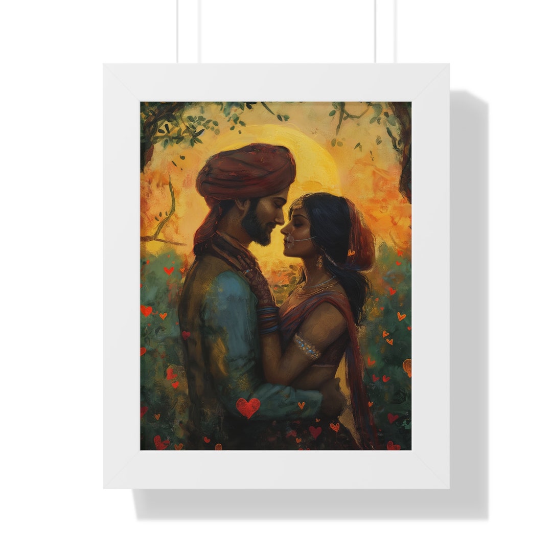 Maharaja and Rani Love Profile Portrait. Framed Vertical Poster - Etsy