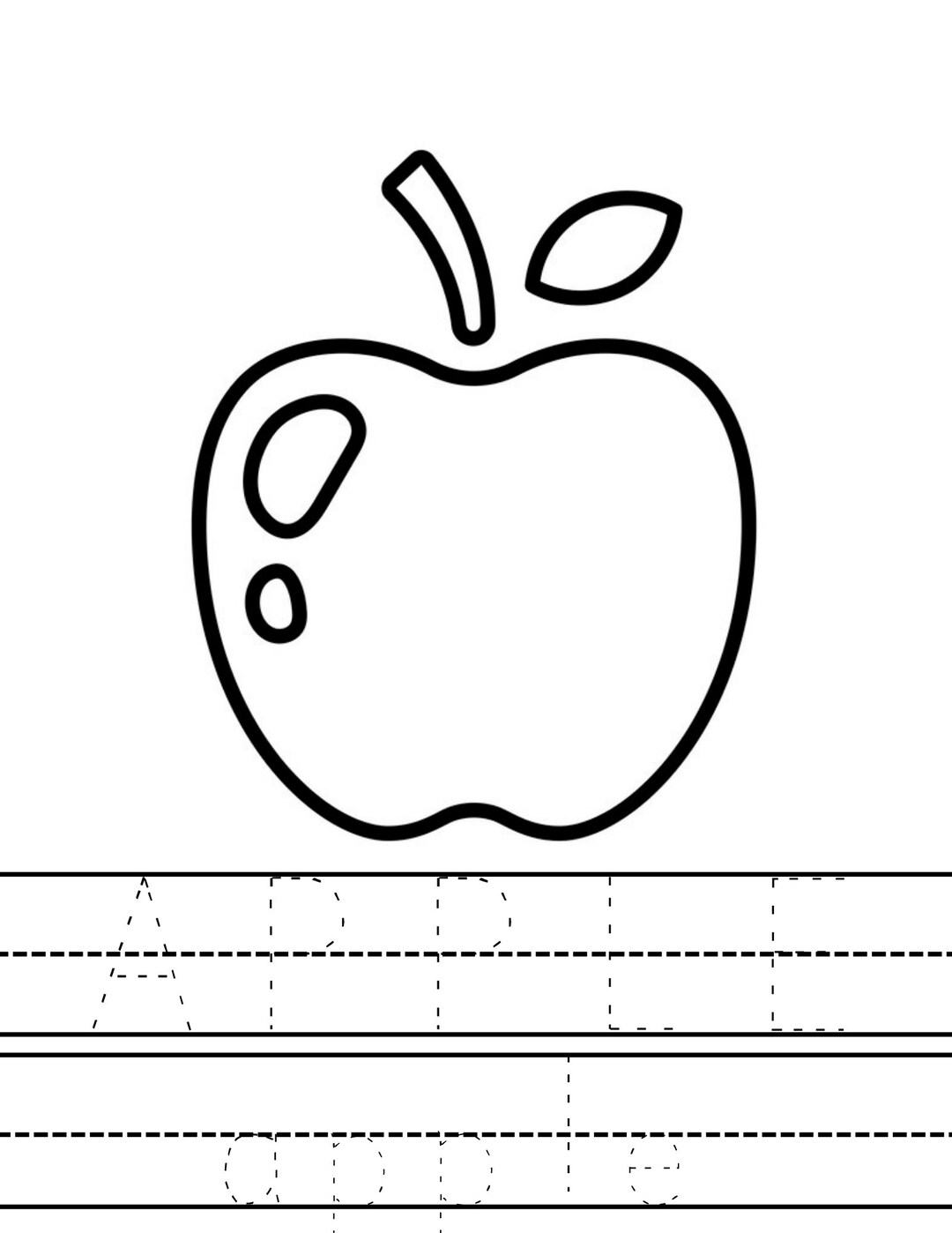 4 Coloring Pictures Plus Letter Tracing Practice - Etsy