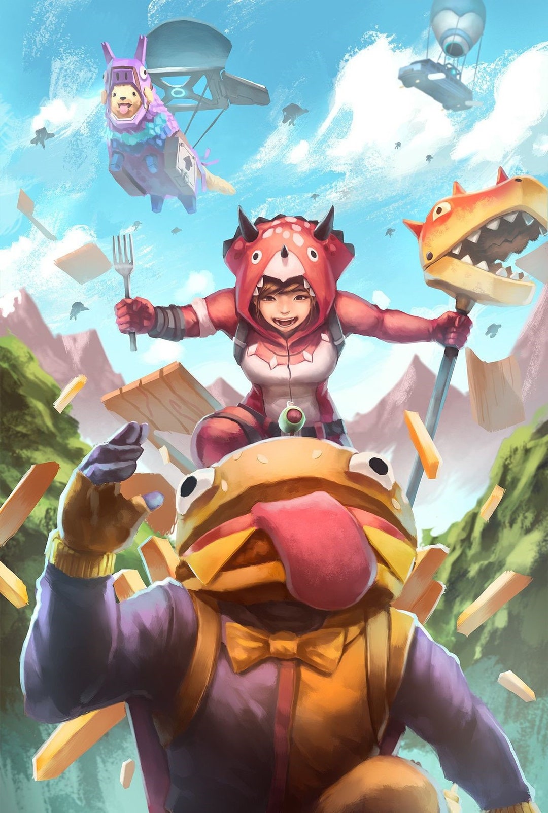 Fnite Digital Art Dropping on Burger Boy Print, Gaming Art, Fan Art ...