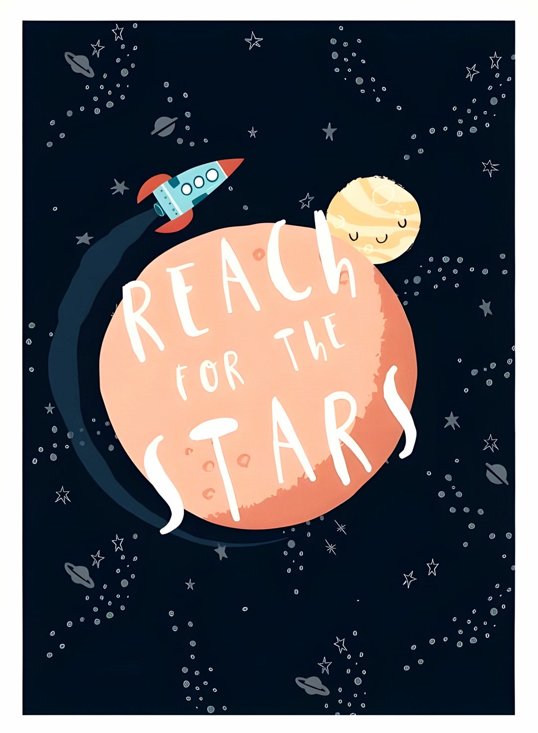 Reach for the Stars Nursery Digital Art, Printable Planet Decor ...