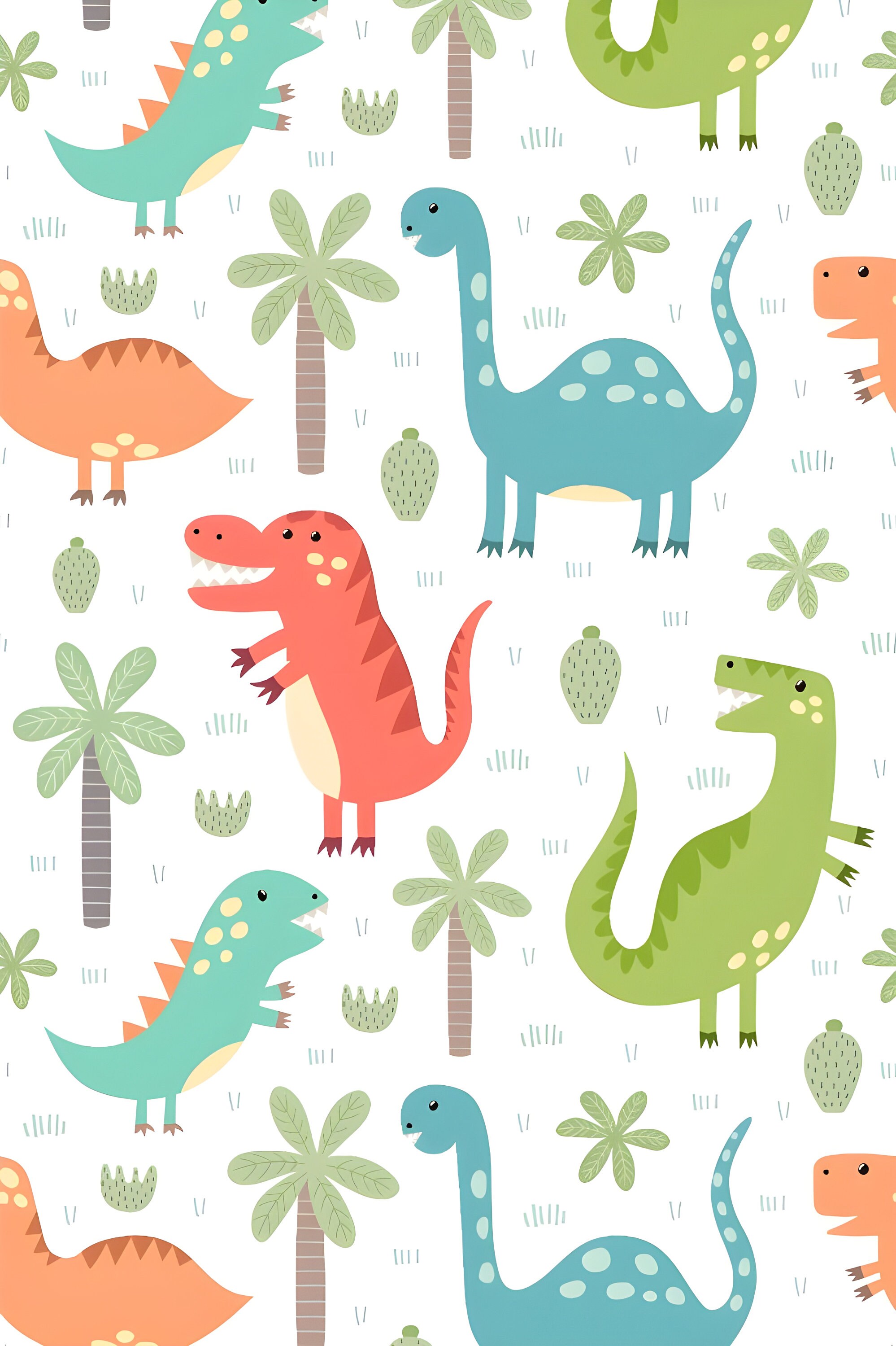 Seamless Dinosaur Wallpaper Pattern, Digital Download, Prehistoric ...