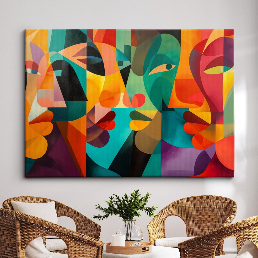 Face Shape Art Contemporary Abstract Oil Painting Strokes Style Wall ...