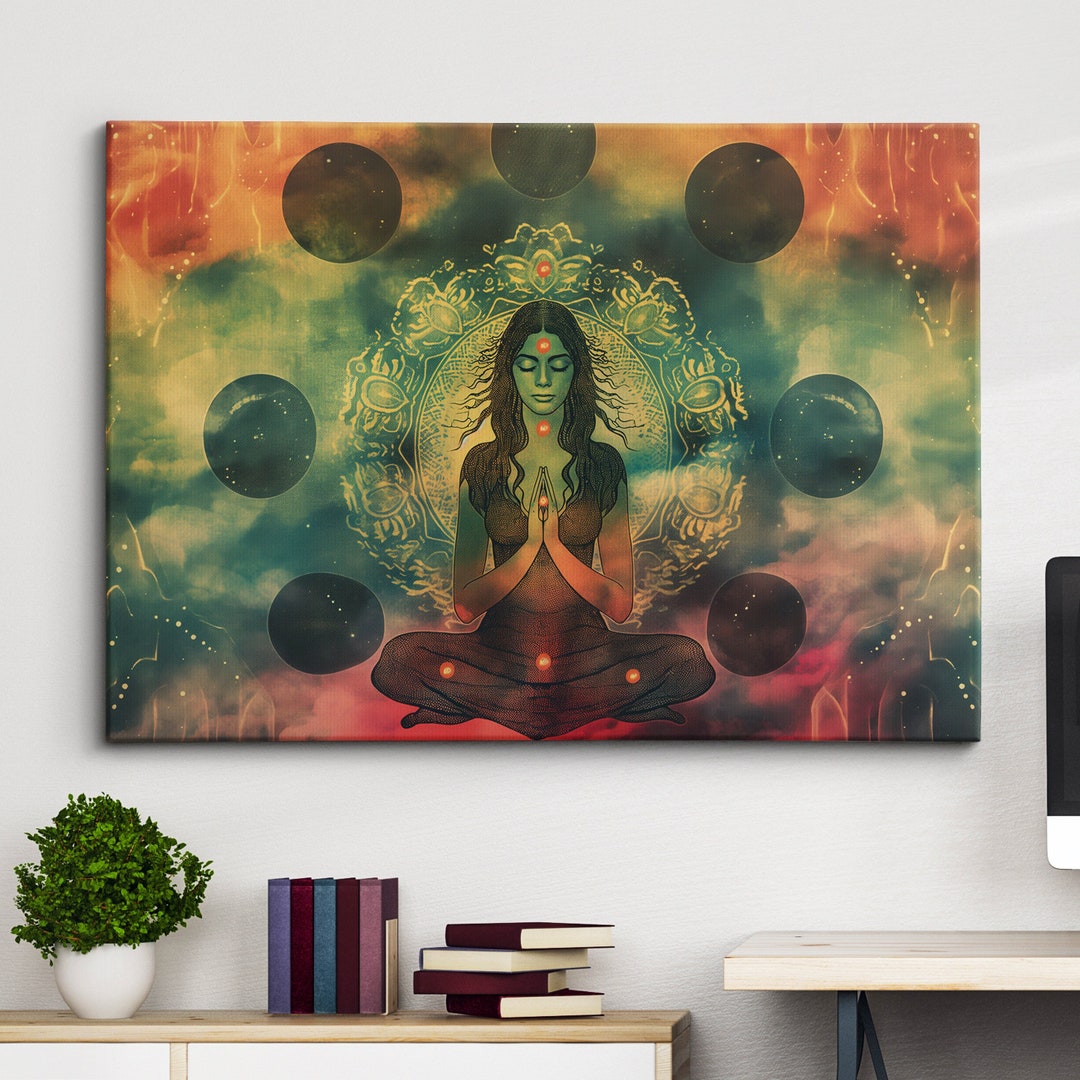Chakra Meditation Art Spiritual Energy Abstract Painting Framed Poster ...