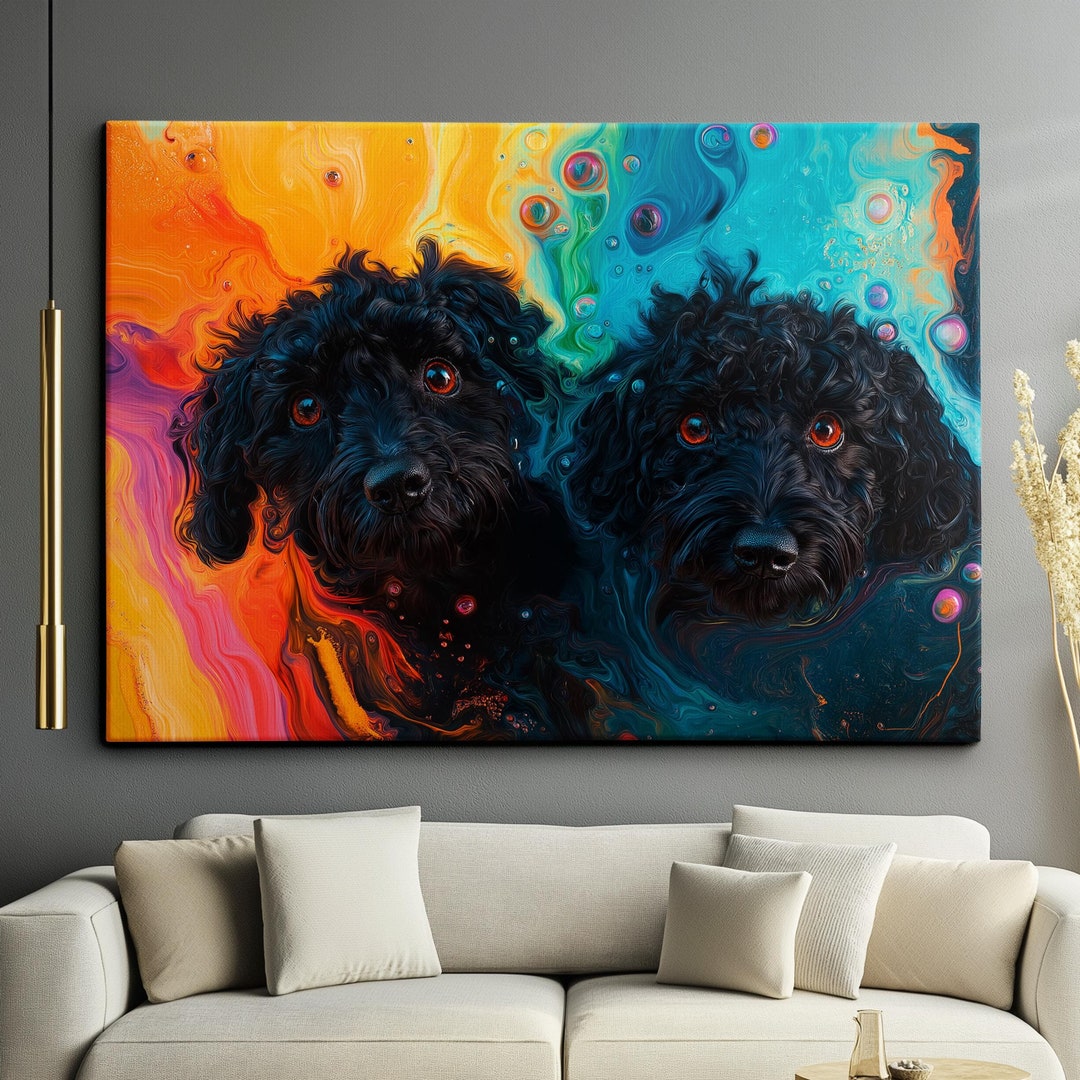 Abstract Rainbow Cockapoos Paint Splash Painting Framed Poster Print ...