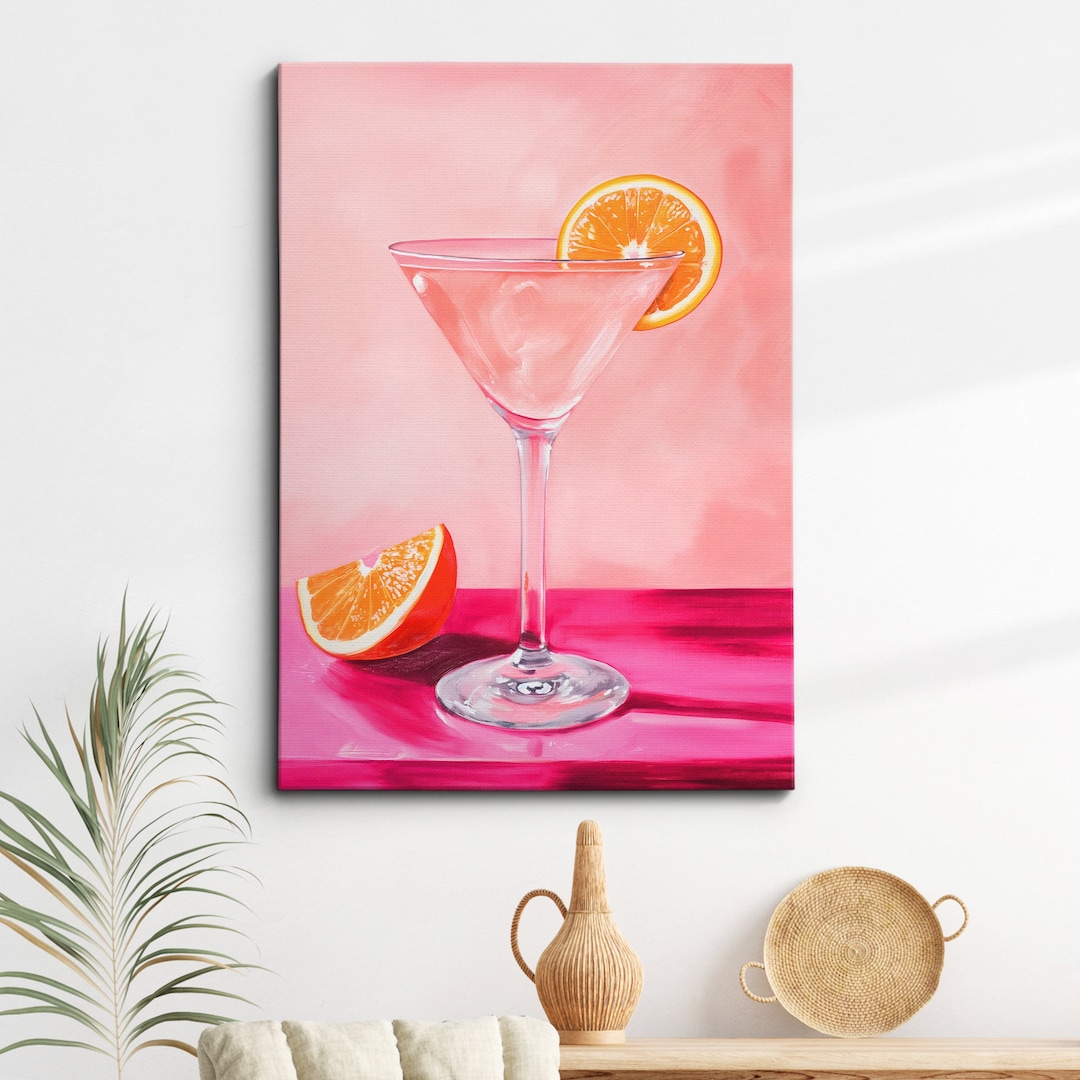Martini Cocktail Glass Beverage Watercolor Drink Painting Framed Poster ...