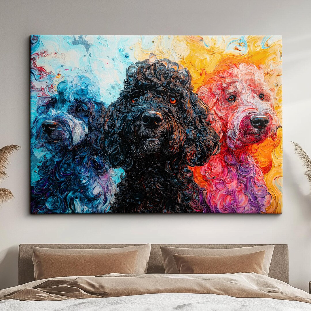 Abstract Rainbow Cockapoos Paint Splash Painting Framed Poster Print ...