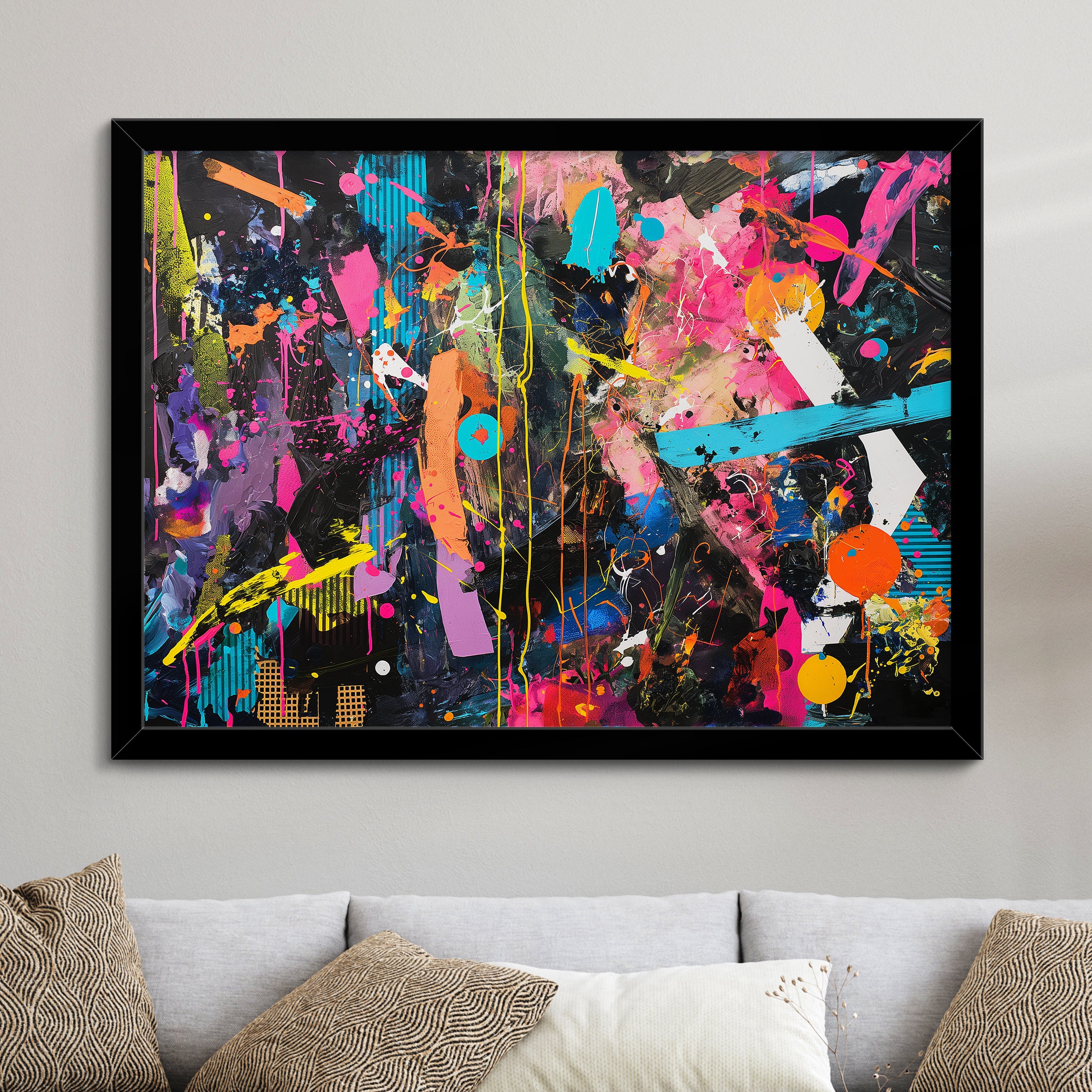 Paint Splash Splatter Abstract Painting Framed Poster Print & Framed ...