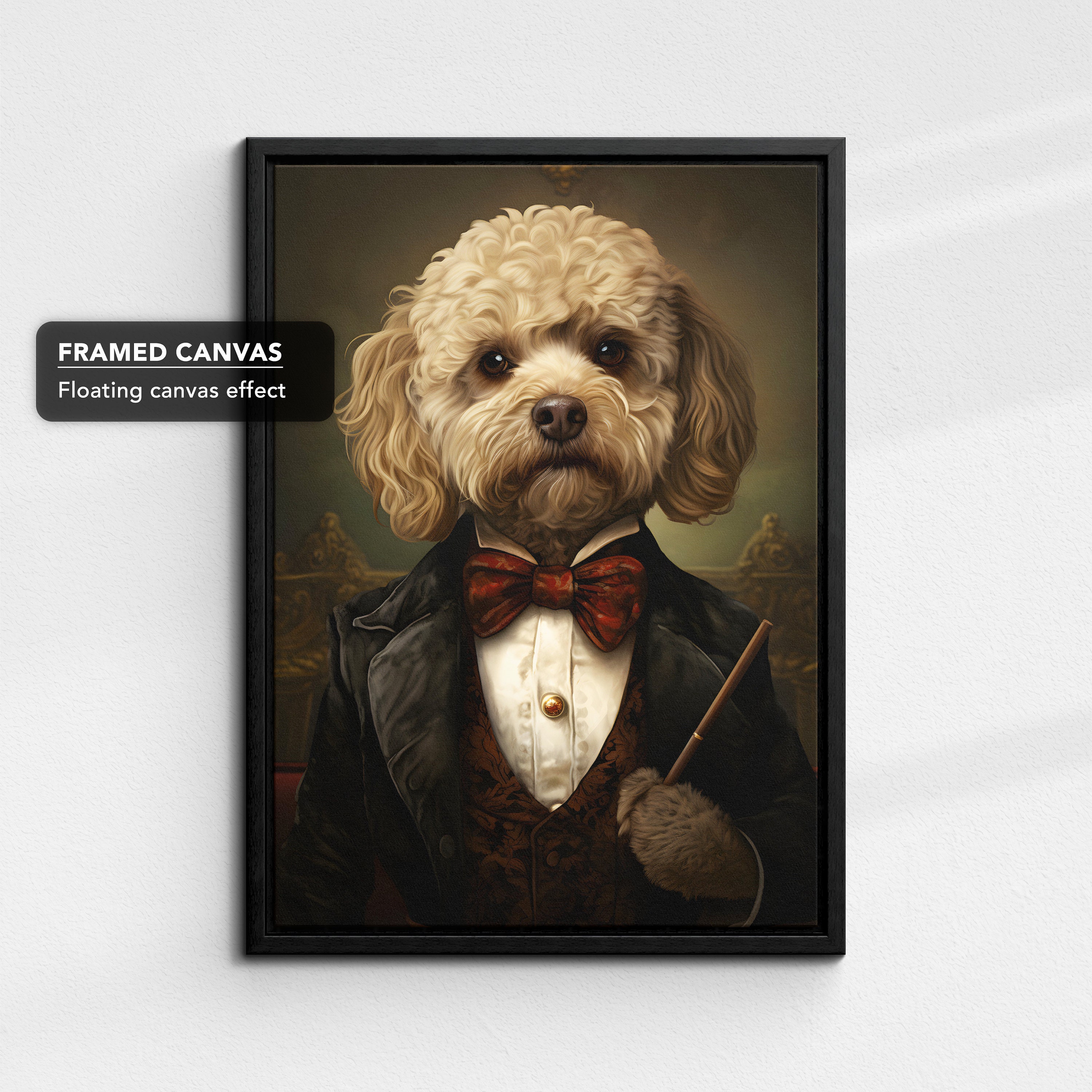 Cockapoo Victorian Bowtie Dressed Oil Painting Framed Poster Print ...