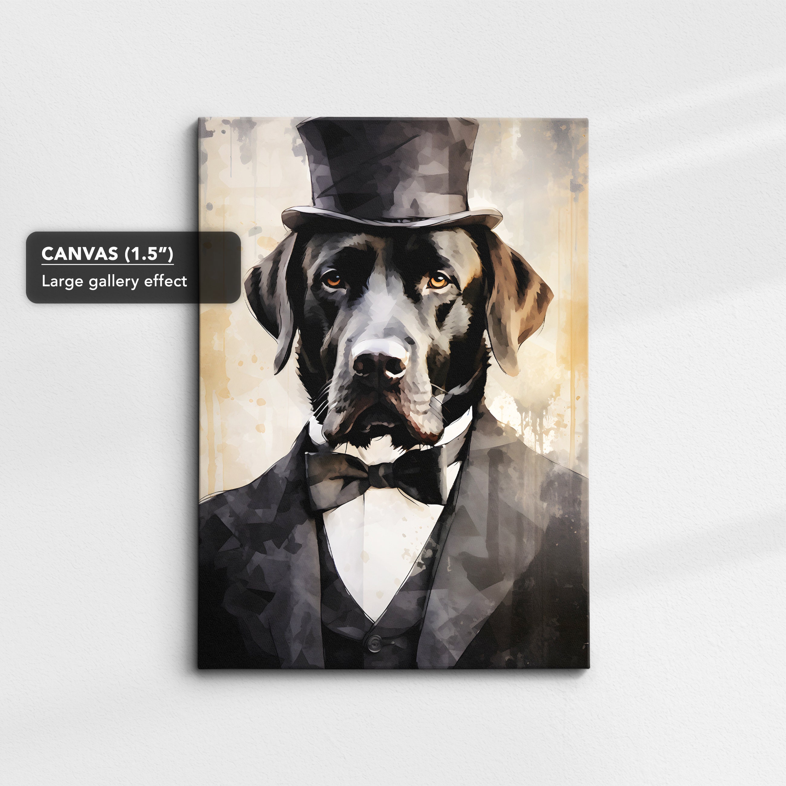 Labrador Suit Bowtie Top Hat Oil Painting Framed Poster Print & Framed ...