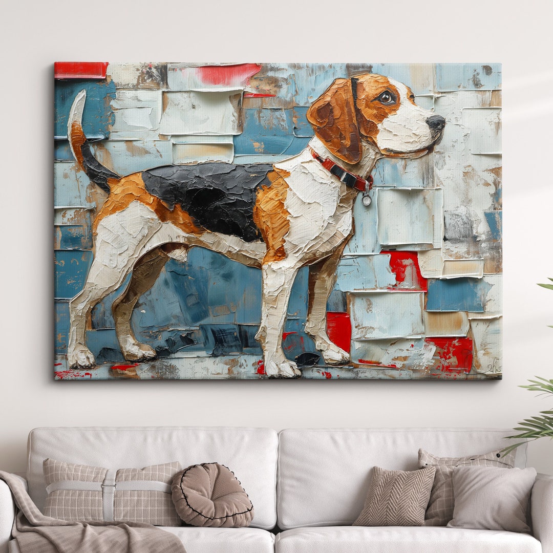Beagle Abstract Painting Framed Poster Print & Framed Canvas Wall Decor ...