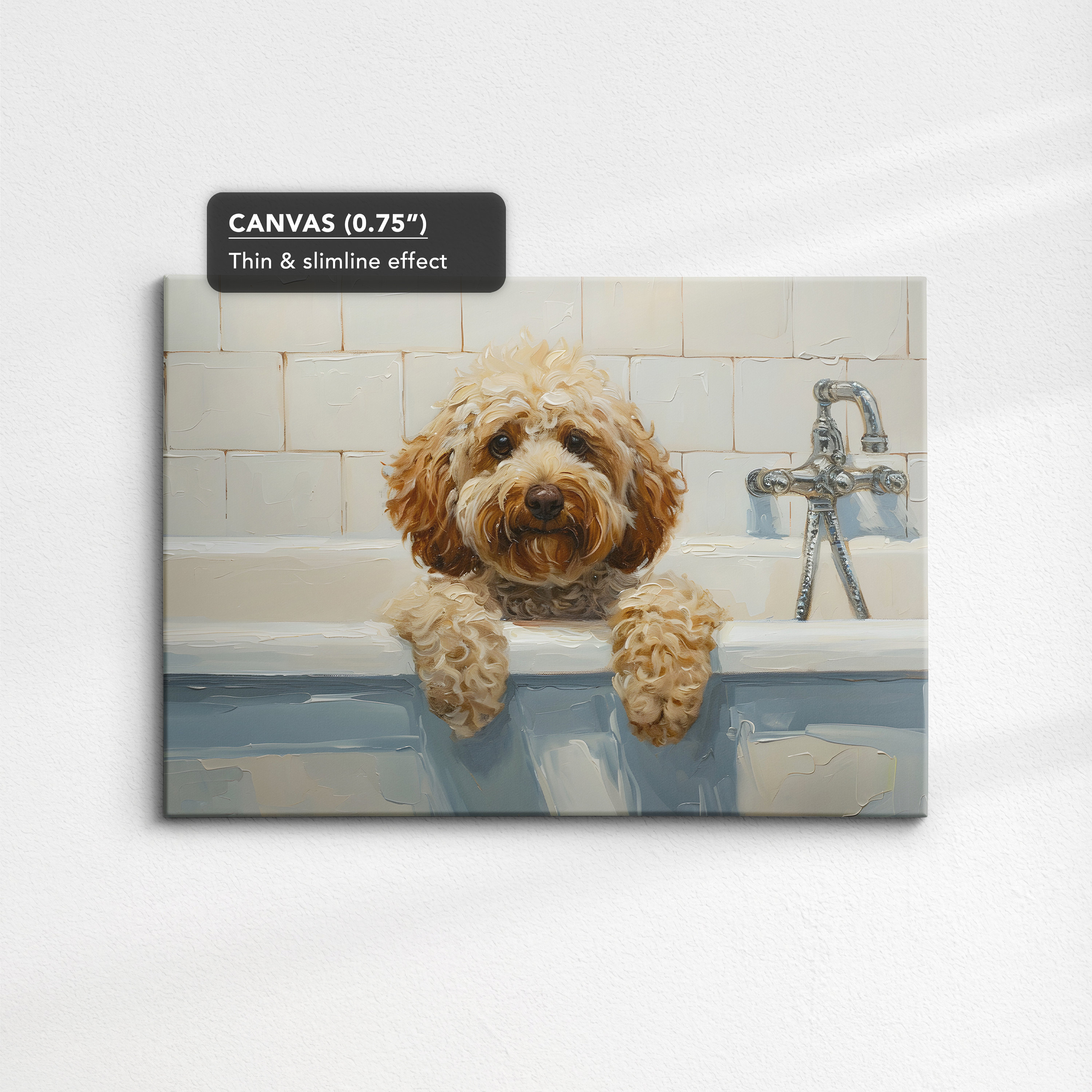 Cockapoo Bath Tub Dog Bathroom Oil Painting Framed Poster Print or ...