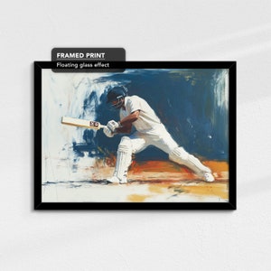 Cricket Player Abstract Oil Painting Sports Wall Art, Framed Canvas ...