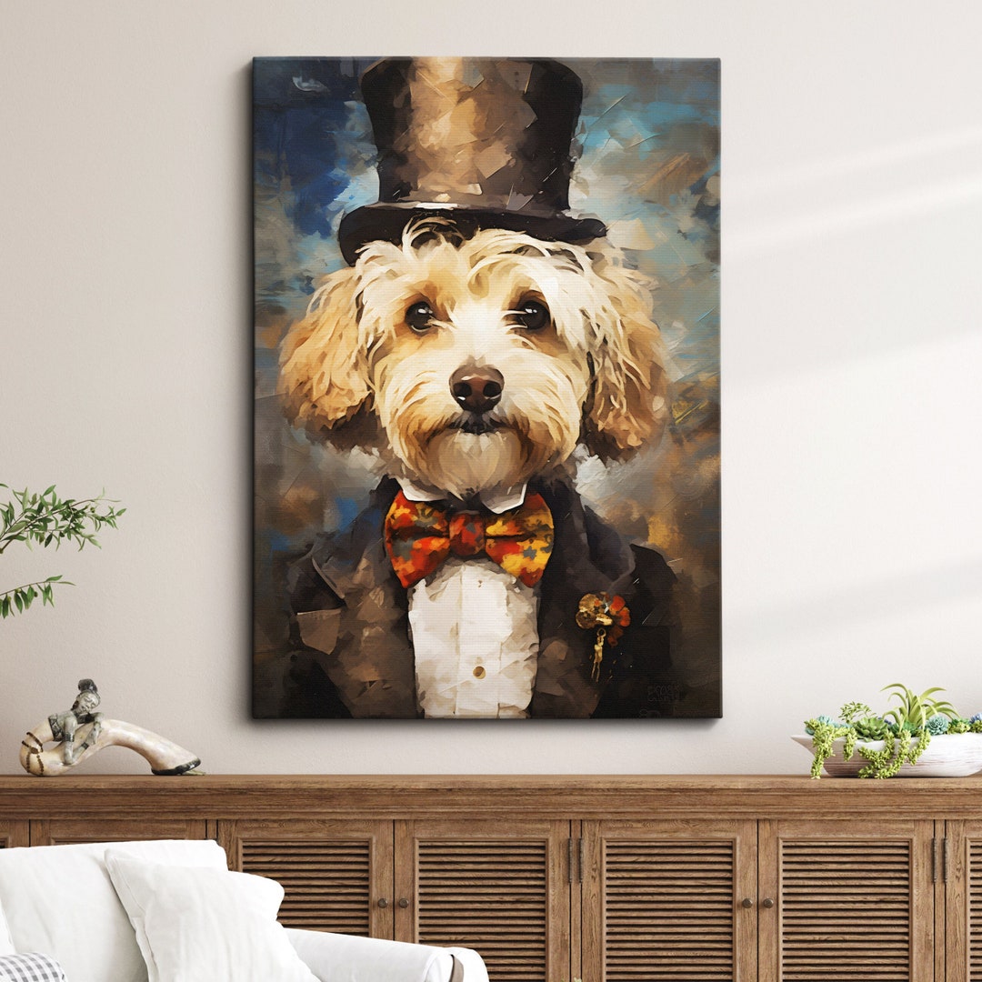 Cockapoo Victorian Top Hat Dressed Painting Framed Poster Print ...