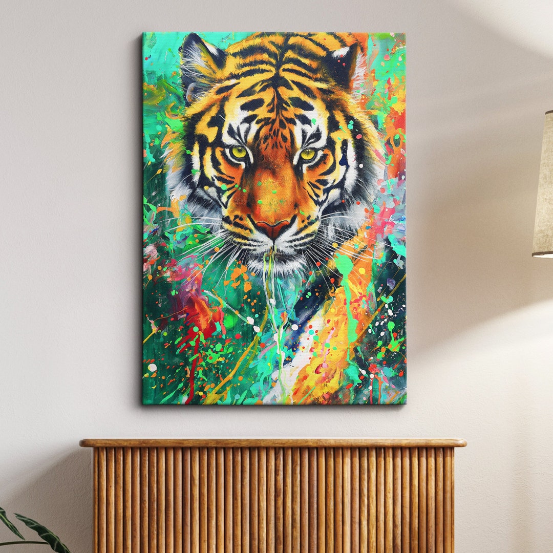 Tiger Abstract Animal Oil Painting Framed Poster Print or Framed Canvas ...