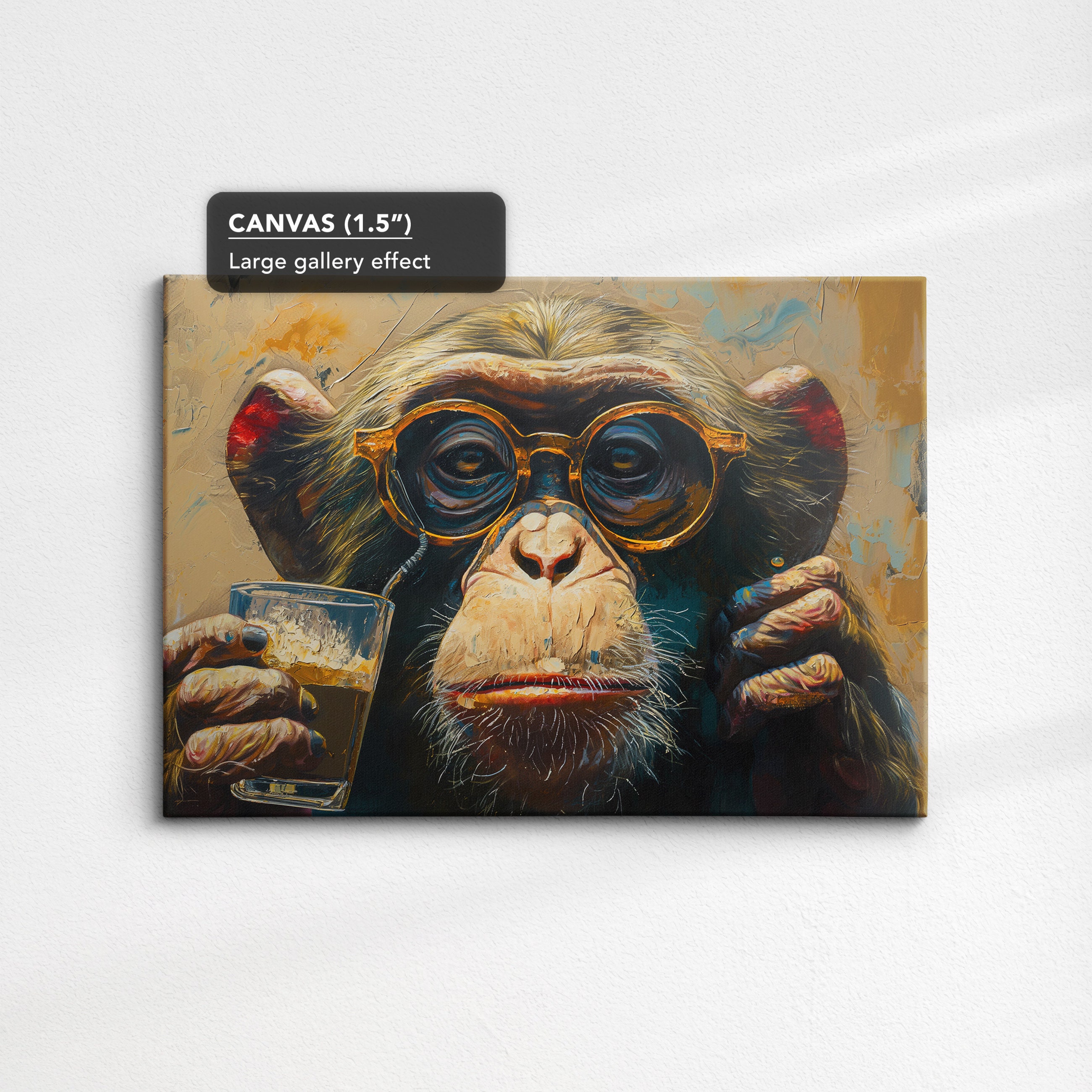 Monkey Drinking Abstract Painting Framed Poster Print & Framed Canvas ...